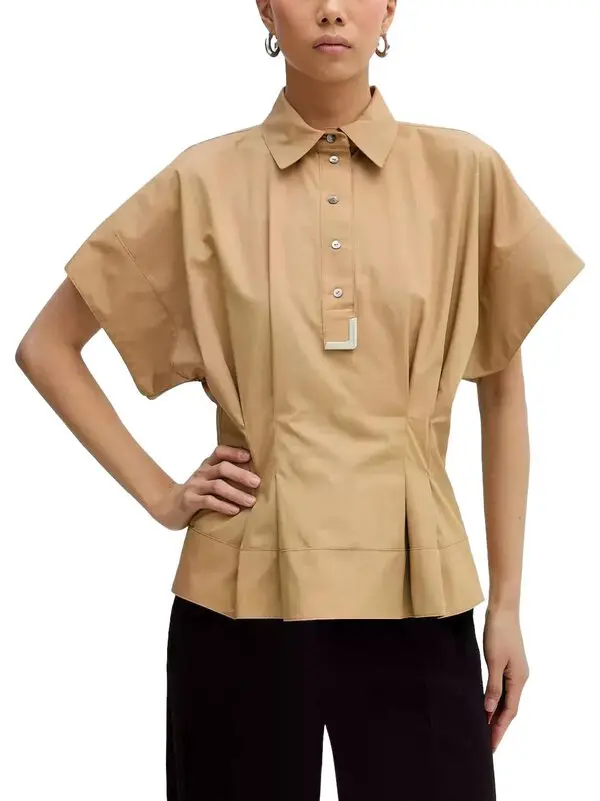 Karl Lagerfeld Front-button Peplum Shirt - Neutrals