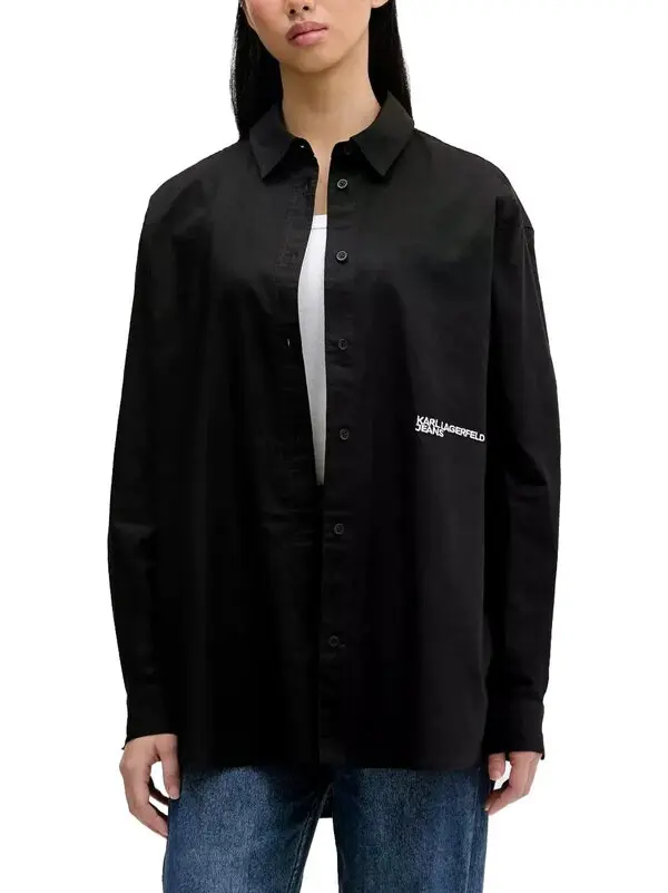 Karl Lagerfeld Buttoned Long-sleeve Shirt - Black