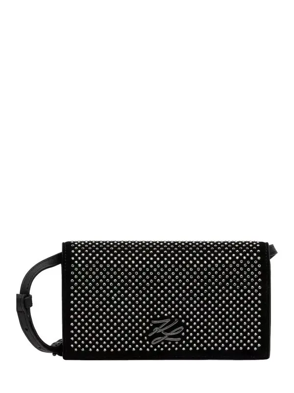 Karl Lagerfeld Studded-logo Cross Body Bag - Black