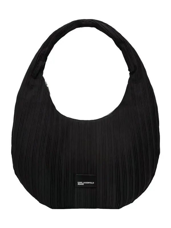 Karl Lagerfeld Pleated Zip Shoulder Bag - Black