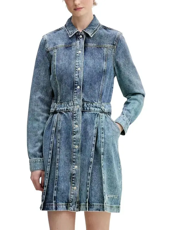 Karl Lagerfeld Buttoned Denim Mini Dress - Blue
