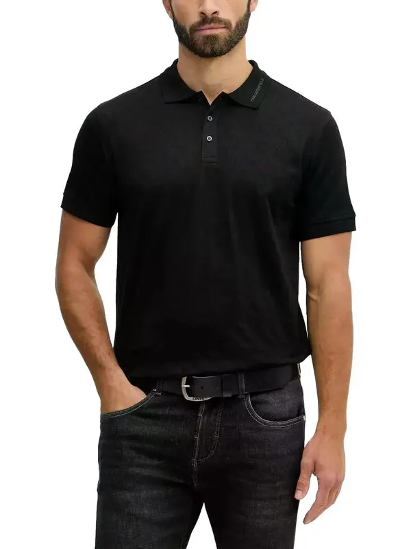 Karl Lagerfeld Logo-collar Polo Shirt - Black