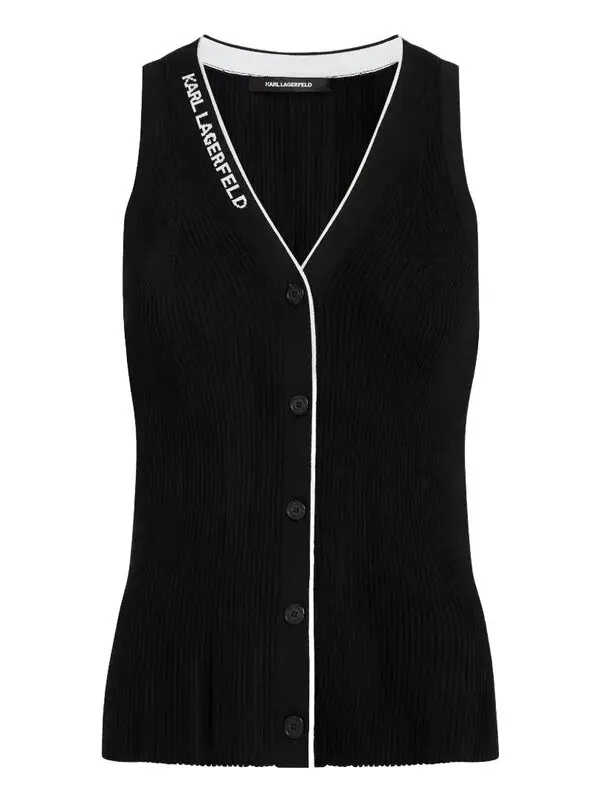 Karl Lagerfeld Logo-detail Sleeveless Cardigan - Black