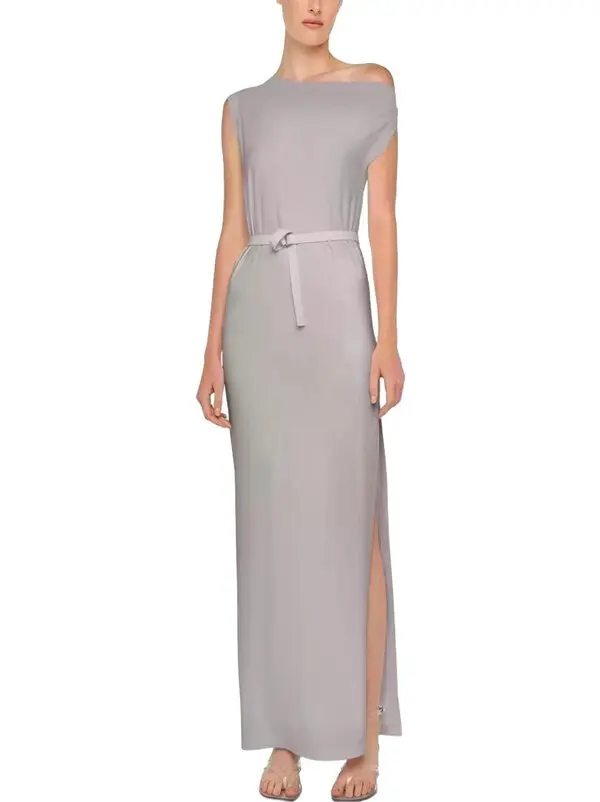 Norma Kamali Drop Shoulder Long Dress With Side Slit - Grey