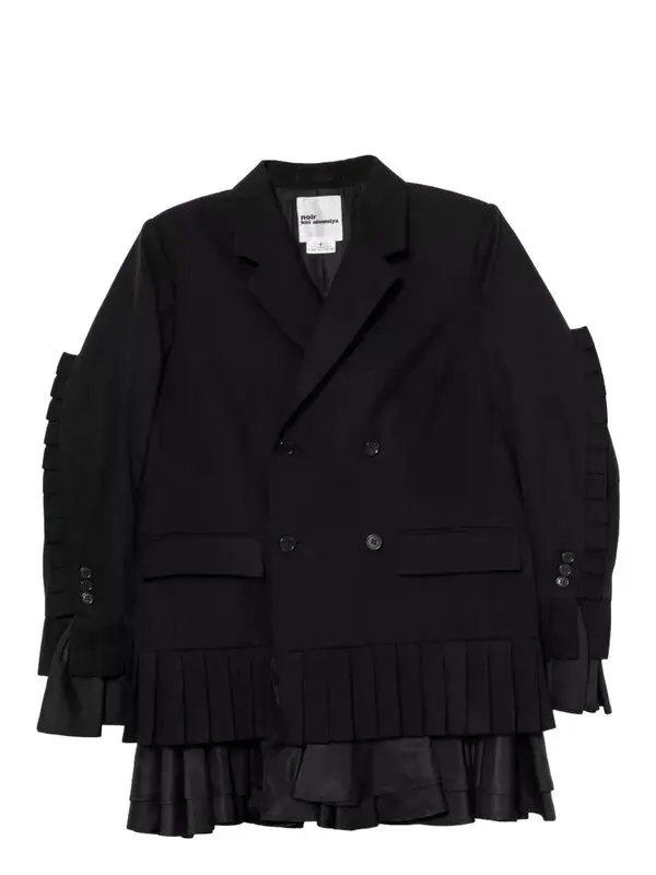 Noir Kei Ninomiya Pleated Double-breasted Blazer - Black