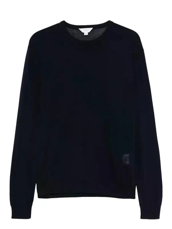 Malo Crew Neck Long Sleeve Semi-sheer Top - Blue