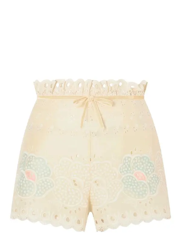 Valentino Garavani Bow-detailed Broderie Anglaise Cotton Shorts - Cream