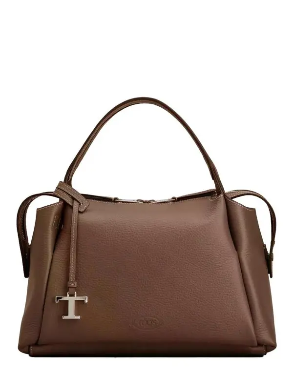 TOD'S Logo Charm Tote Bag - Brown