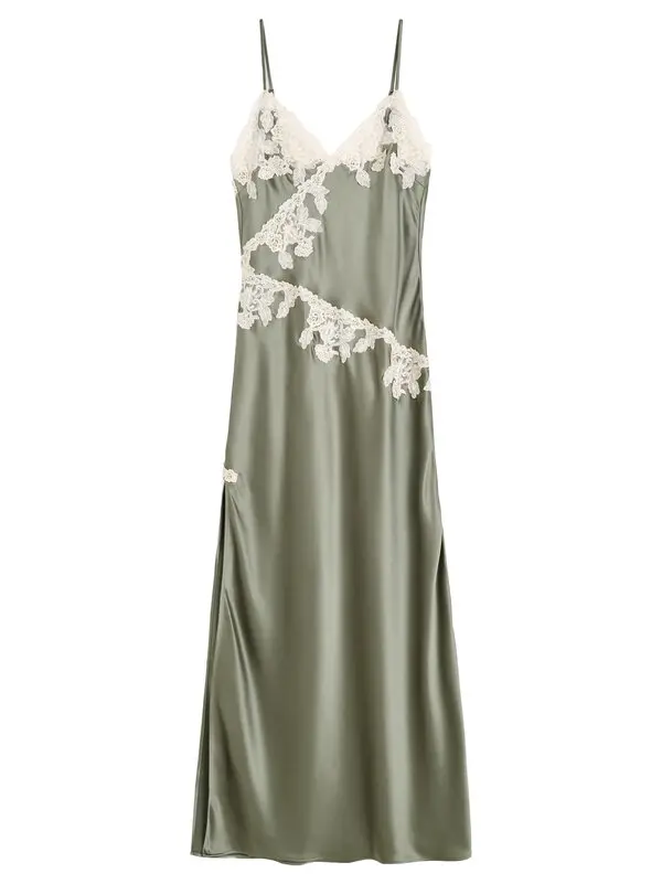 BY MALENE BIRGER Vera Satin Maxi Dress - Deep Lichen Green