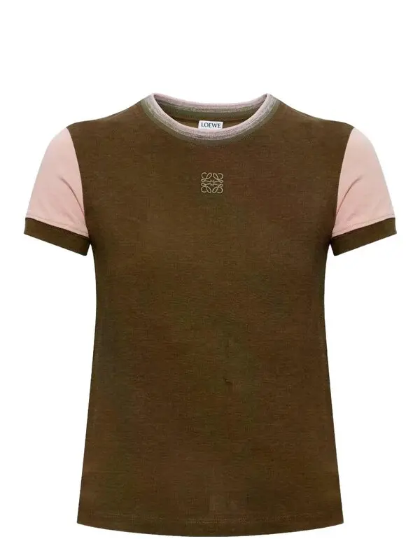 Loewe Embroidery Color-block T-shirt - Green