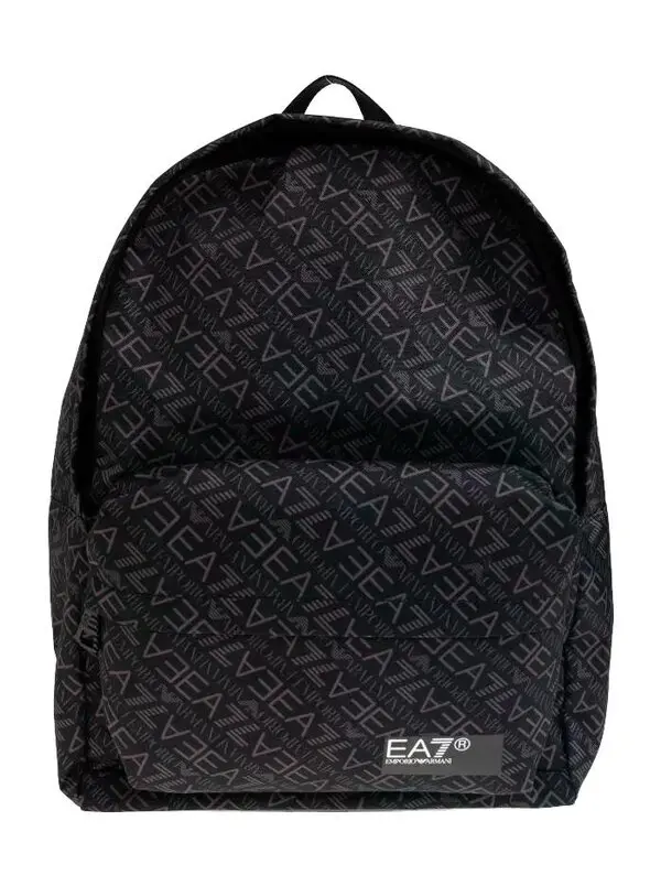 EA7 Logo Print Backpack - Black