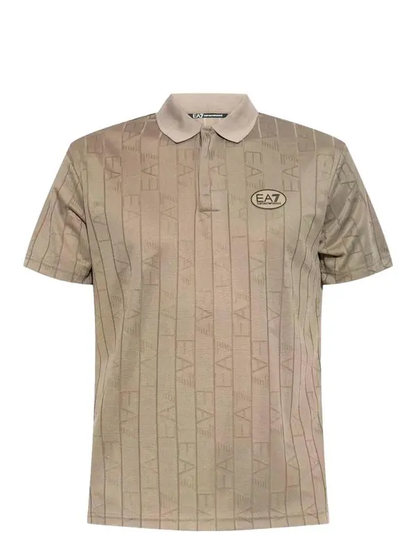 EA7 Monogram-pattern Polo Shirt - Neutrals