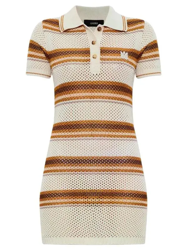 Amiri Striped Knitted Mini Dress - Neutrals