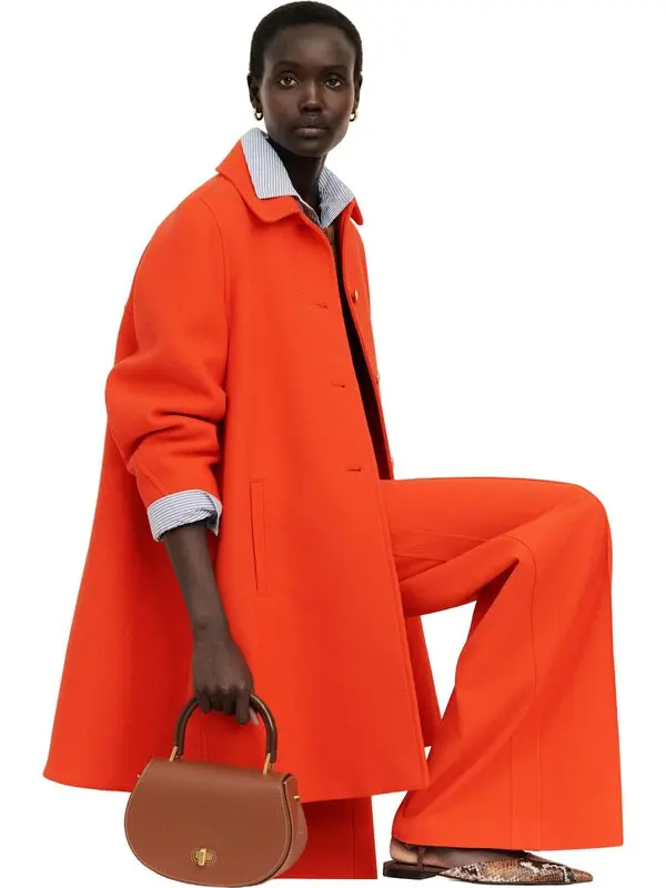 ME+EM Sculptural Sleeve Swing Coat - Tangerine Orange