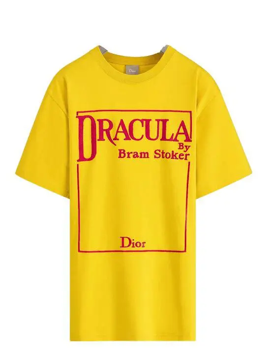 Dior Dracula Relaxed Fit Embroide T-shirt - Yellow/red