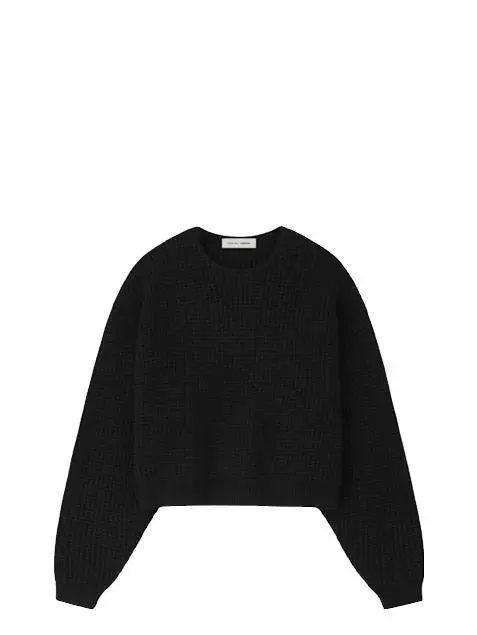 Fear Of God Essentials Heavy Waffle Crewneck Sweatshirt 90's Sweater - Vintage Black