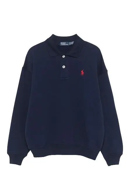 Polo Ralph Lauren Collared Fleece Pullover - Navy Blue