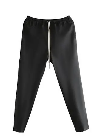 Rick Owens Drawstring Slim Long Pants - Black
