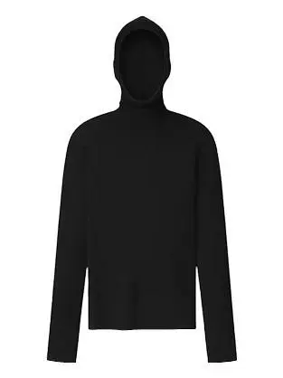 Fear Of God Essentials Long Sleeve Hooded Rib Top - Vintage Black