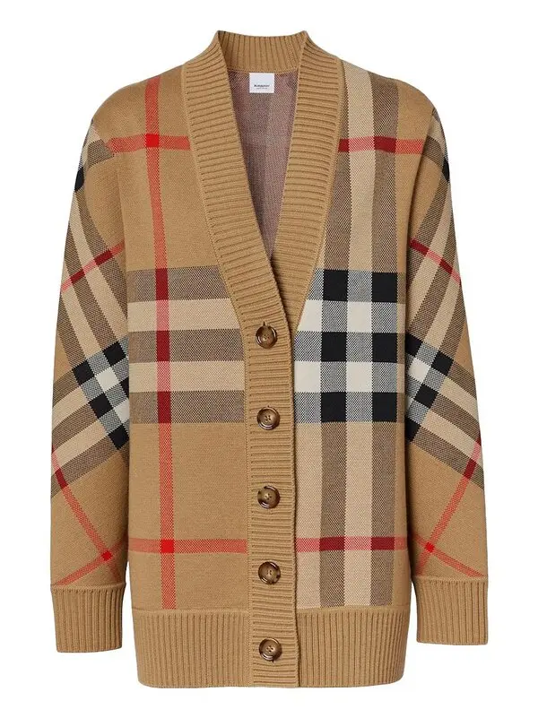 Burberry Oversized Check Cardigan - Archive Beige