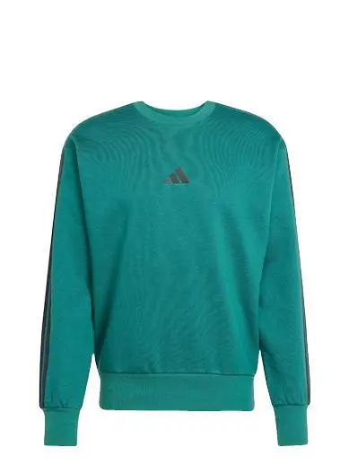 Adidas Essentials 3-stripes Fleece Sweatshirt - Collegiate Green Black