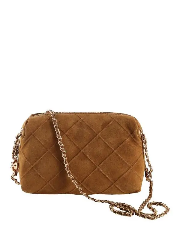 Tory Burch Fleming Suede Soft Crossbody Bag - Chicory Brown