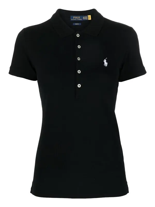 Polo Ralph Lauren Julie Slim Short Sleeve Polo Shirt - Black White