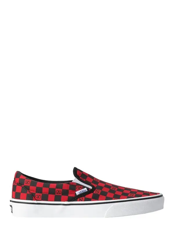VANS Classic Slip-on Sneakers - Checkerboard/red