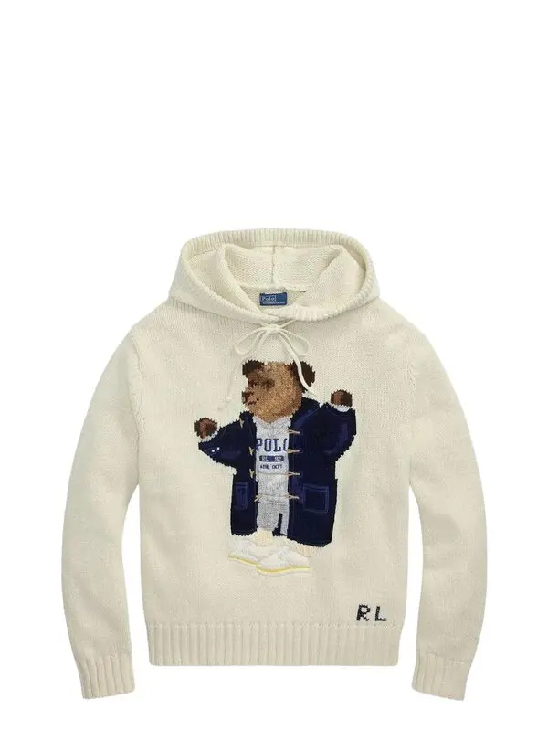 Polo Ralph Lauren Bear Long Sleeve Hood Pullover - Parchment Cream