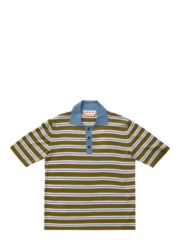 Marni Striped Wool Polo Shirt - Grass