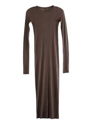 Rick Owens Rib Long Sleeve Dress - Brown