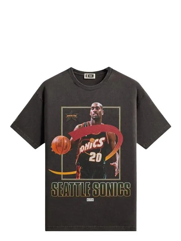 Kith Nba Allstar Seattle Supersonics Gary Payton Vintage Tee Shirt - Black