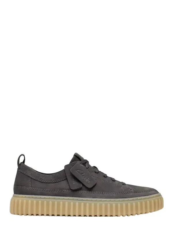 Clarks Torhill Lace Up Sneakers - Dark Grey Nubuck