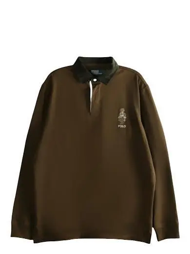 Polo Ralph Lauren Long Sleeve Jersey Novelty Bear Rugby Shirt - Branch Brown Heritage Bear