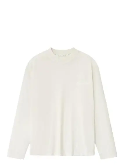 Fear Of God Essentials Embroidered Classic Fit Long Sleeve Tee Shirt - Ivory
