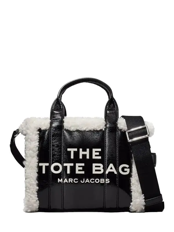 Marc Jacobs Crinkle Shearling Small Tote Bag - Black/white