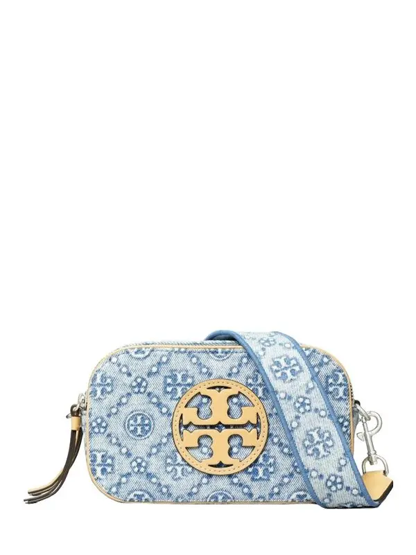 Tory Burch Miller T Monogram Denim Mini Crossbody Bag - Powder Blue