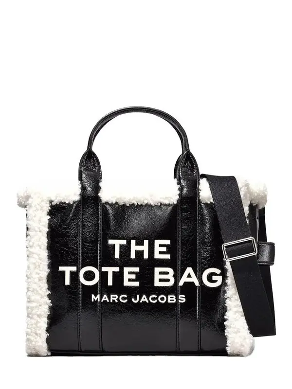 Marc Jacobs Crinkle Shearling Medium Tote - Black/white