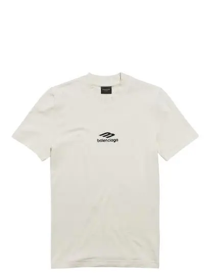 Balenciaga 3b Sports Icon Fitted T-shirt - Chalky White