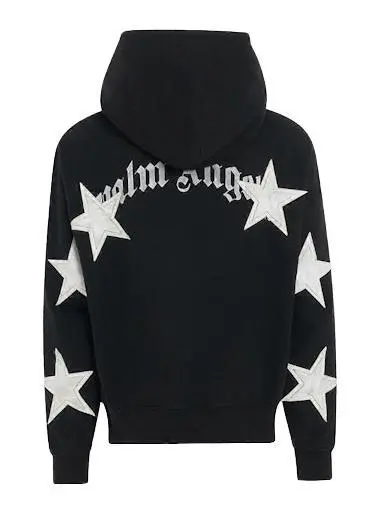 Palm Angels Patched Stars Vintage Hoodie - Black/ White