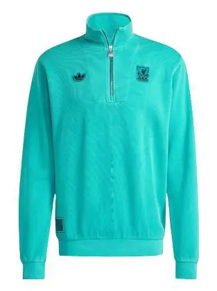 Adidas Liverpool Fc Terrace Icons Half-zip Top - Sea Green