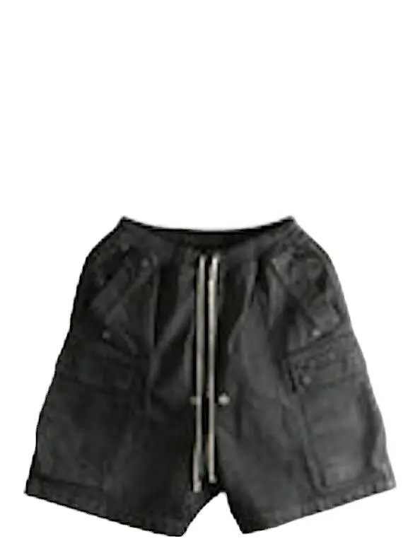 Rick Owens Denim Cargobela Shorts - Black Wax