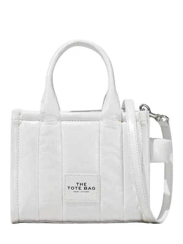 Marc Jacobs Shiny Crinkle Leather Crossbody Tote Bag - White