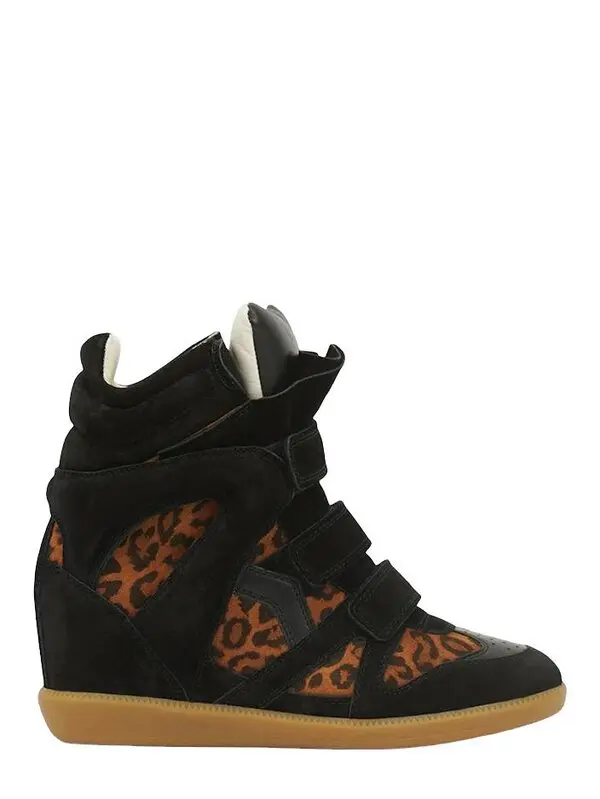 Isabel Marant Bekett Leather Wedge Sneakers - Leopard