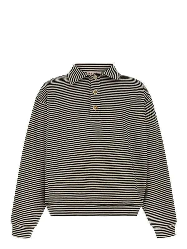 Marni Knitted Polo Shirt Roundneck Sweater - Satin Black