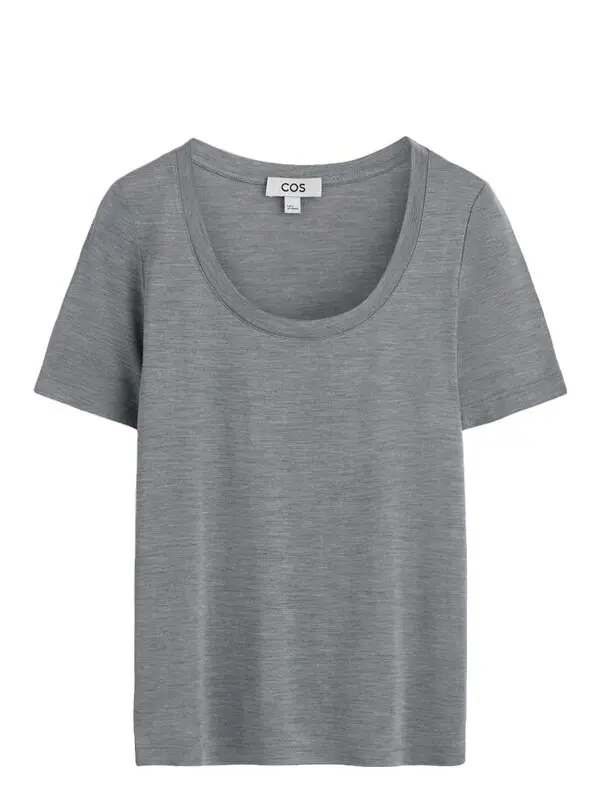 Cos Slim Silk T-shirt - Gray