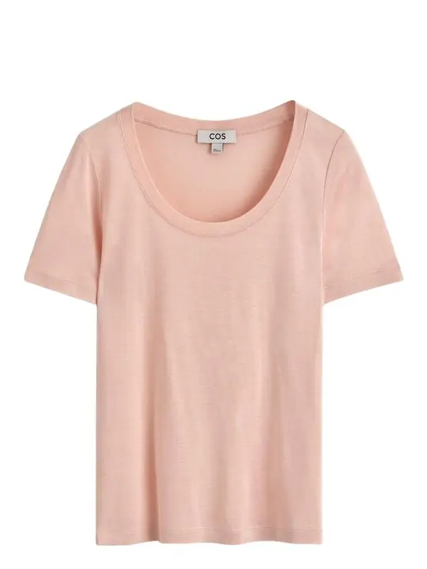 Cos Slim Silk T-shirt - Pink