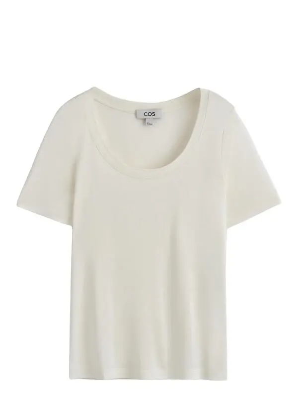 Cos Slim Silk T-shirt - White