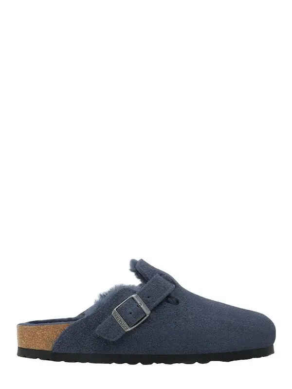 BIRKENSTOCK Boston Shearling Suede Leather Clogs - New Navy Blue