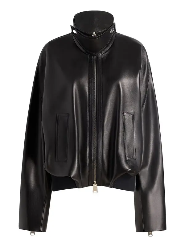 Khaite Hammett Leather Bomber Jacket - Black